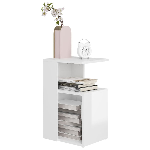 Buy Hoch Open Shelf Bedside Table - High Gloss White | Free UK Delivery ...